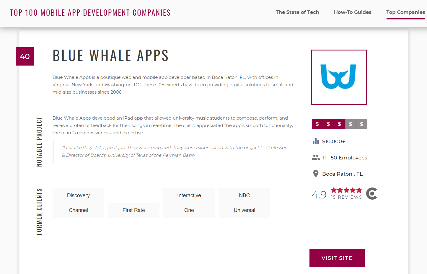 Blue Whale Apps Recognized As A Market Leader For App Development By Clutch Bluewhaleapps 